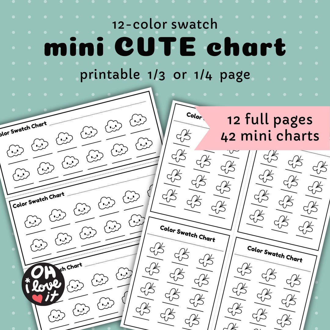 SPRING Mini Color Swatch Card | 12 Cute Color Swatch Sheet | Printable ...