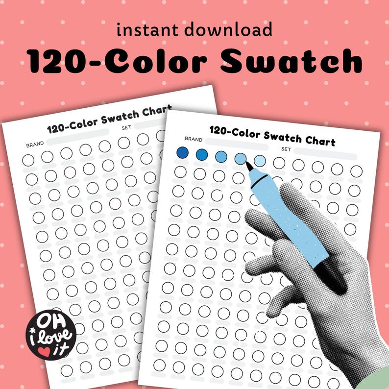120 Color Swatch Chart, Color Swatch, Circle Color Swatch Sheet, Color ...