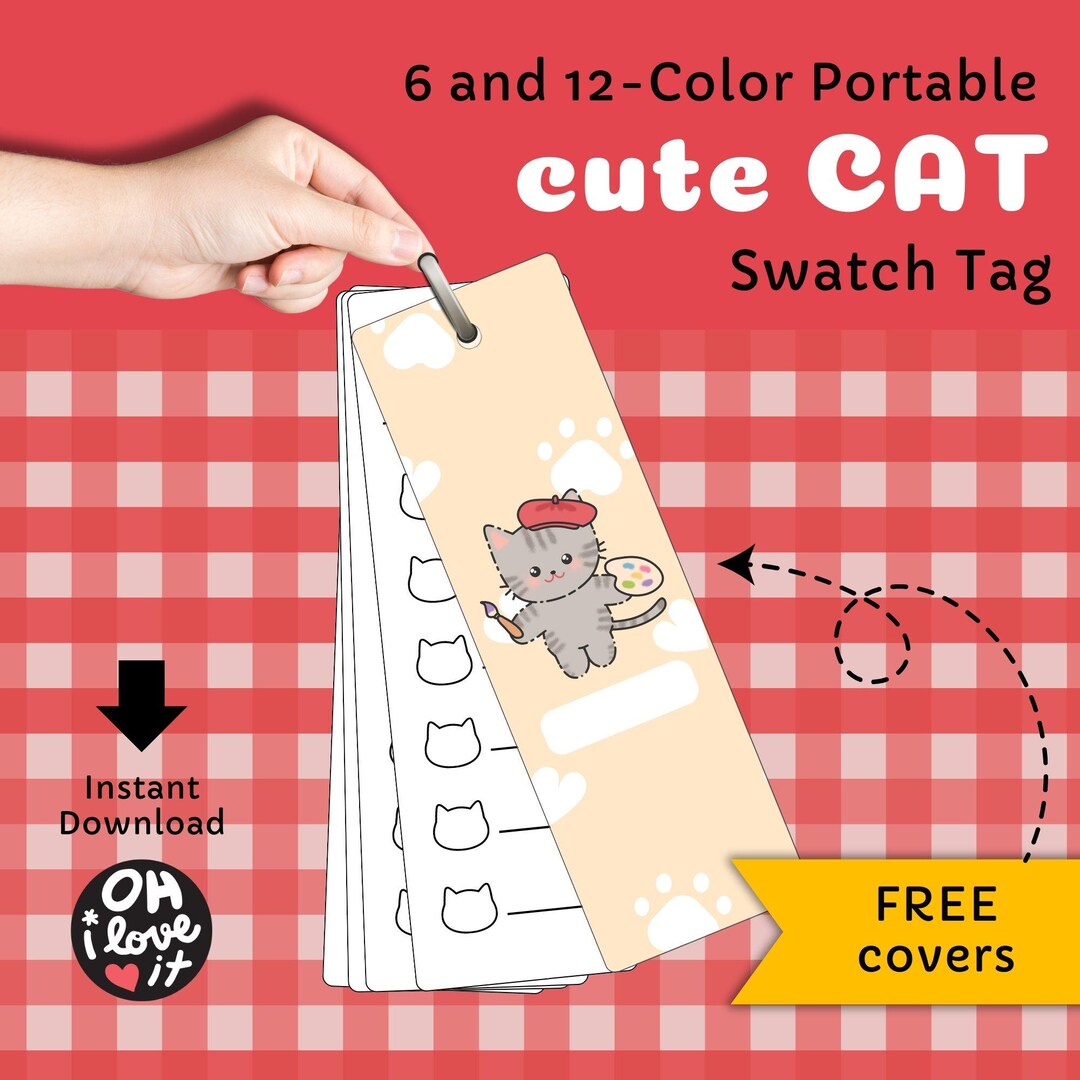 Cute Cat Color Swatch Chart Printable | 6 12 Blank Color Swatches Sheet ...