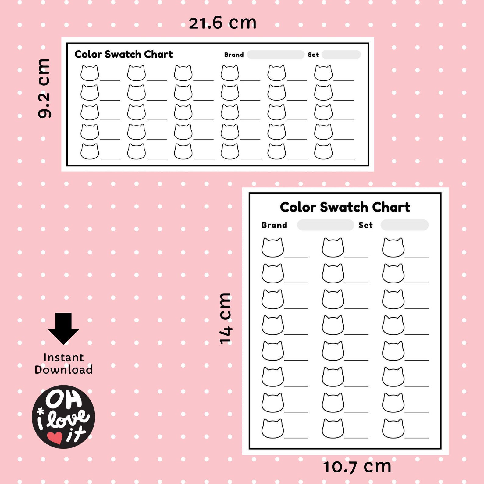Cat Color Swatch Chart: Printable Color Tracker for Artists (PDF ...