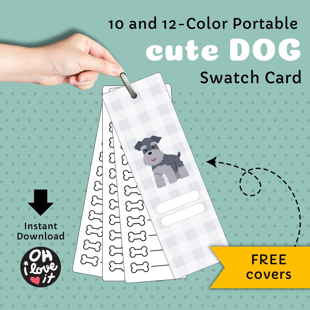 Cute Dog Color Swatch Card Printable | 10 12 Blank Color Swatches Sheet ...