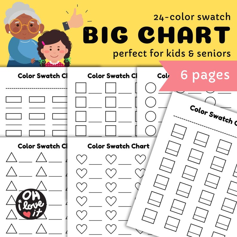 Color Swatch Chart | BIG Color Swatch Test Sheet | Large Color Swatch ...