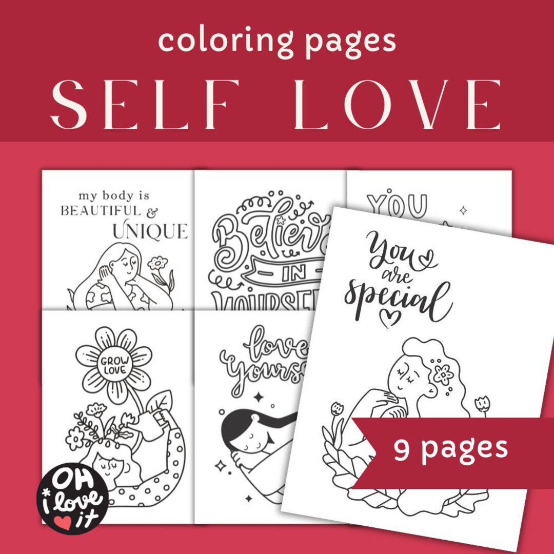 Self-love Affirmation Coloring Pages | Manifest Mindfulness Quotes ...