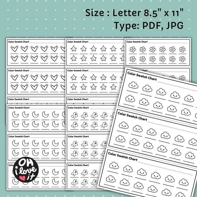 SPRING Mini Color Swatch Card | 12 Cute Color Swatch Sheet | Printable ...