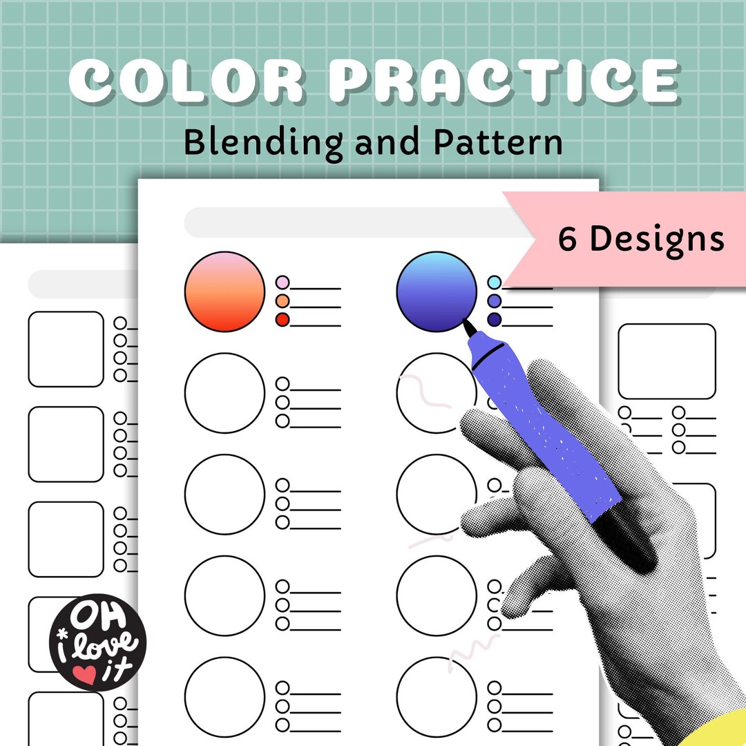 Color Practice Sheets, Color Swatch, Practice Blending, Practice ...