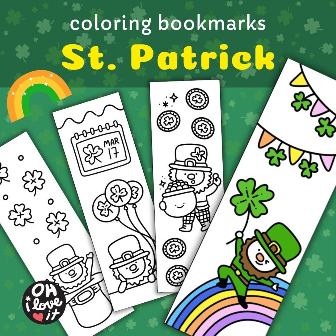 St. PATRICK Coloring Bookmarks | Cute and Easy Coloring Bookmark ...