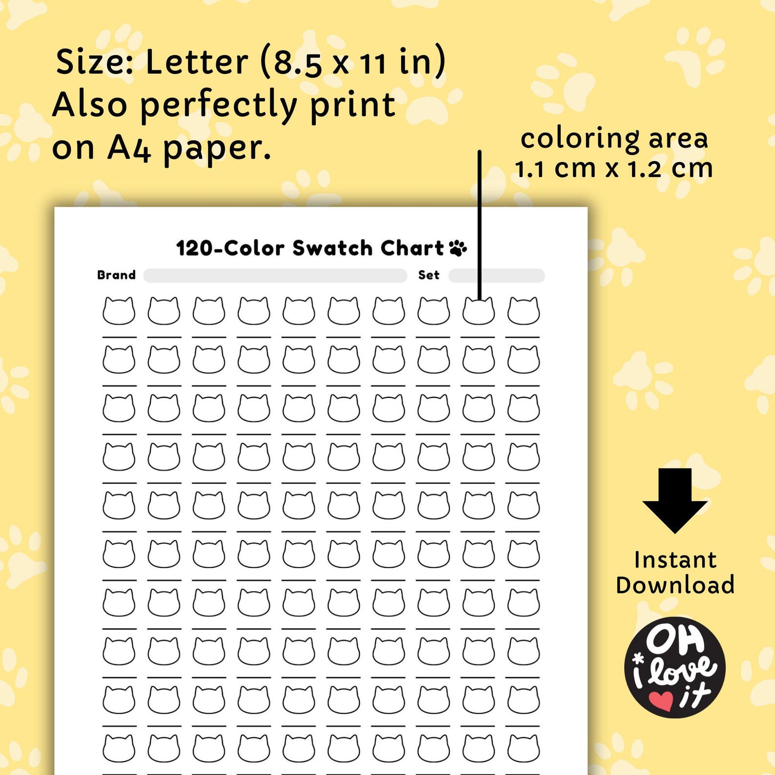Cat Color Swatch Chart: Printable Color Tracker for Artists (PDF ...