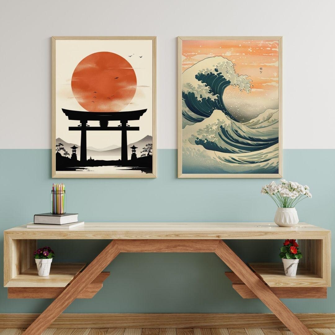 Stunning Japanese Wave and Temple Art Prints | Wall Decor Featuring the ...