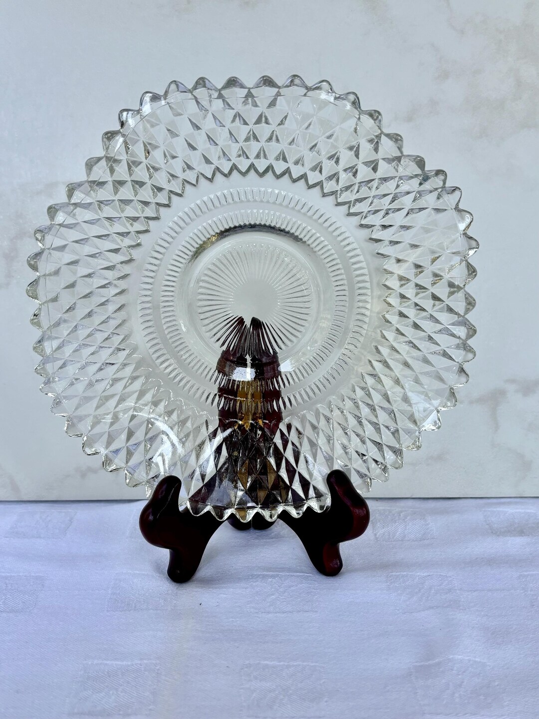 Vintage Pressed Glass Ruffled Dish Vintage Candy Dish Ruffled Relish ...