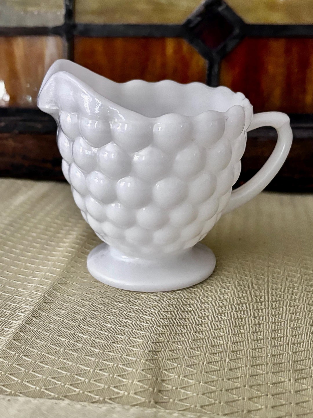 Vintage Anchor Hocking Bubble Pattern Milk Glass Creamer Milk Glass ...