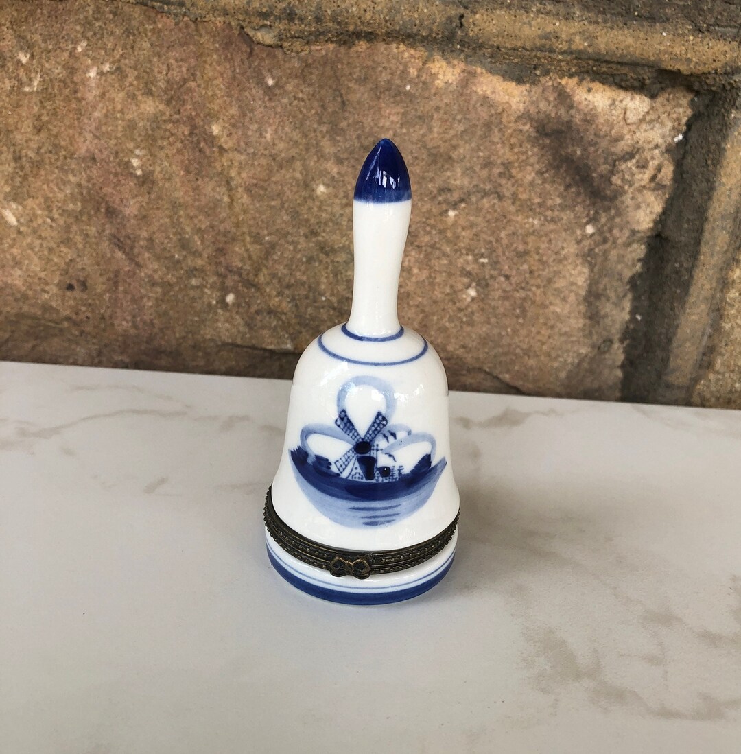 Delft Bell Shaped Trinket Box - Vintage Bell Trinket Box - Dutch Bell ...