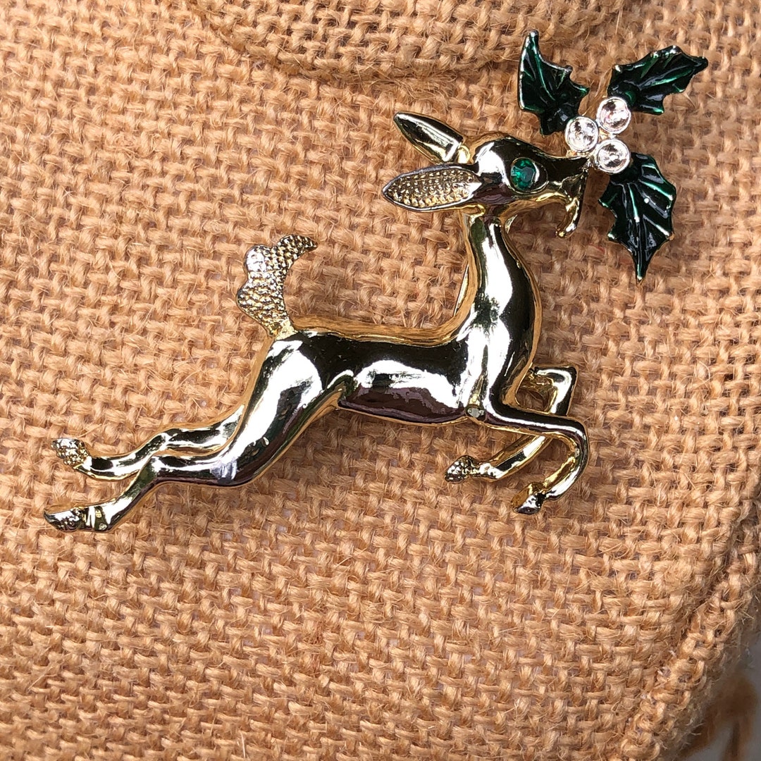 Vintage Reindeer Pin Vintage Christmas Pin Reindeer Pin Christmas Pin ...