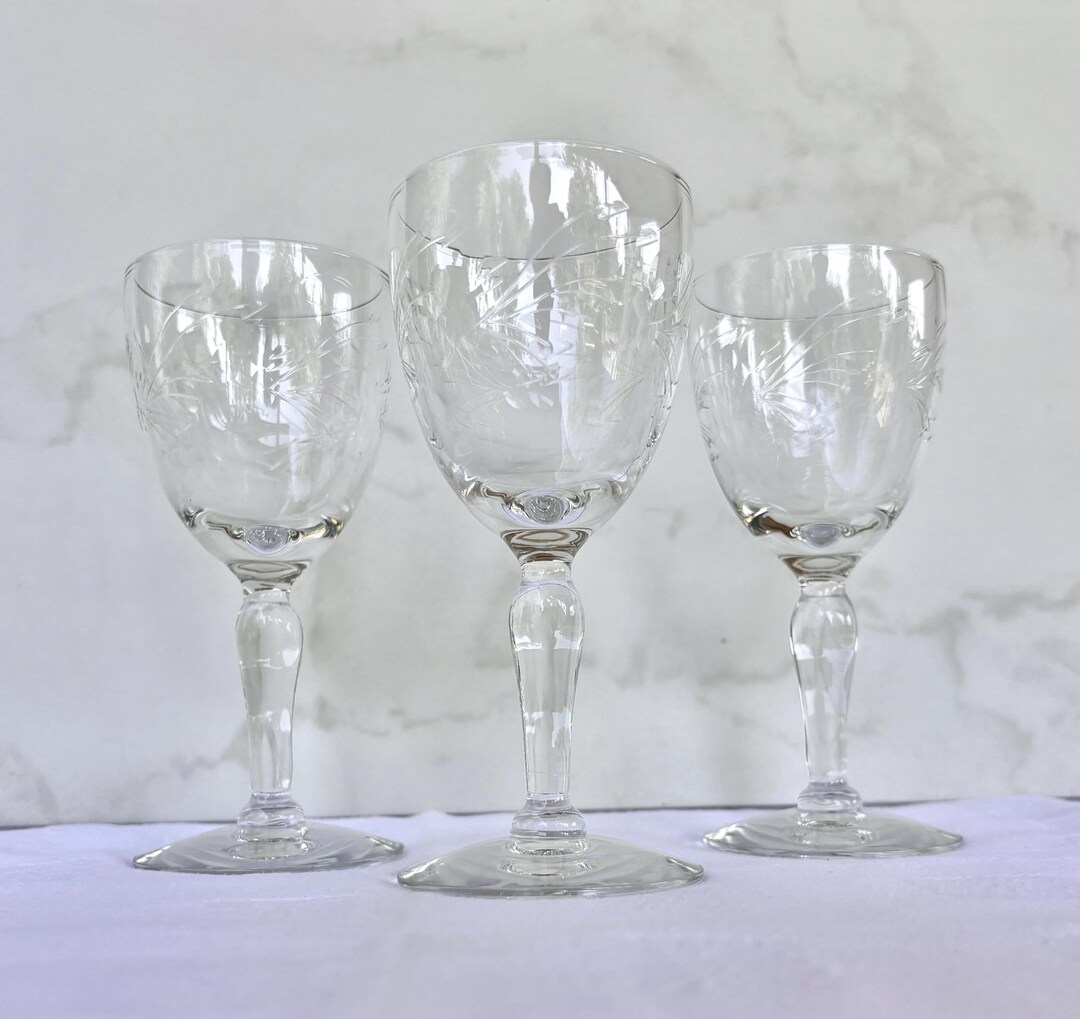Etched Aperitif Glasses - Stemmed Aperitif Glasses - Stemmed Cordial ...