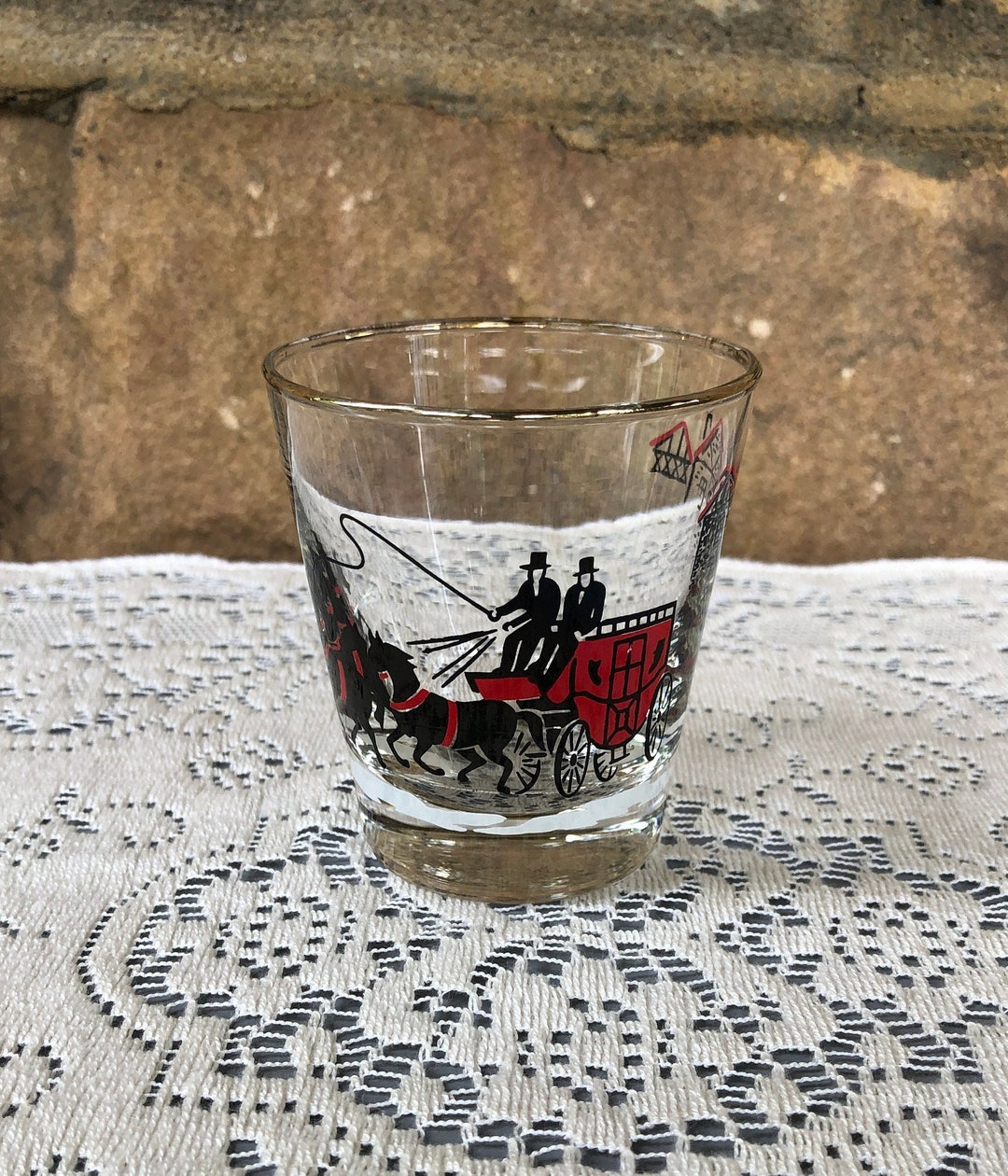 Vintage Mixed Drink Glass Vintage Bar Glass Novelty Bar Glass Carriage ...