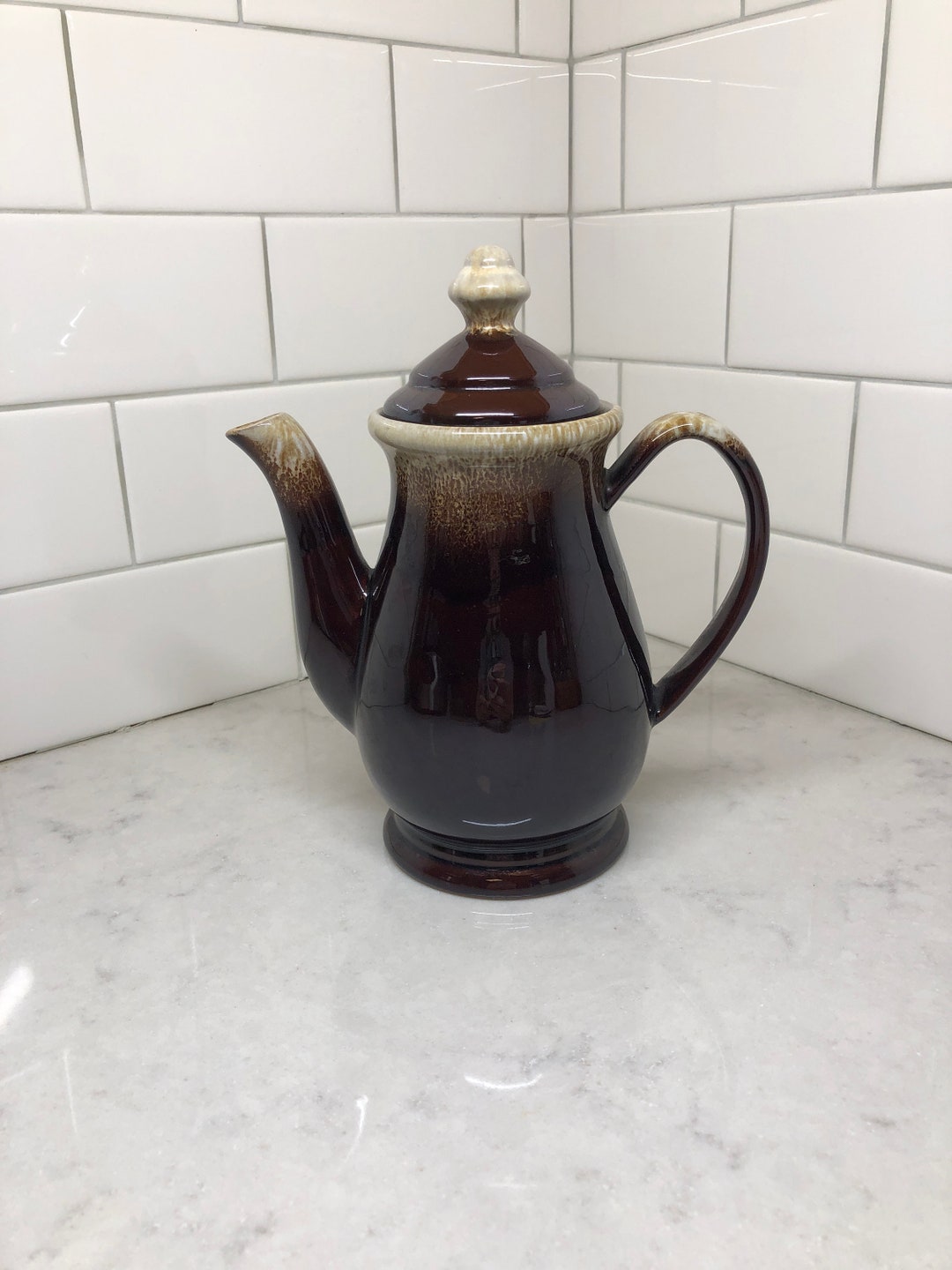 White Frosted Brown Ware Teapot - Mid-century Brown Ware Teapot ...