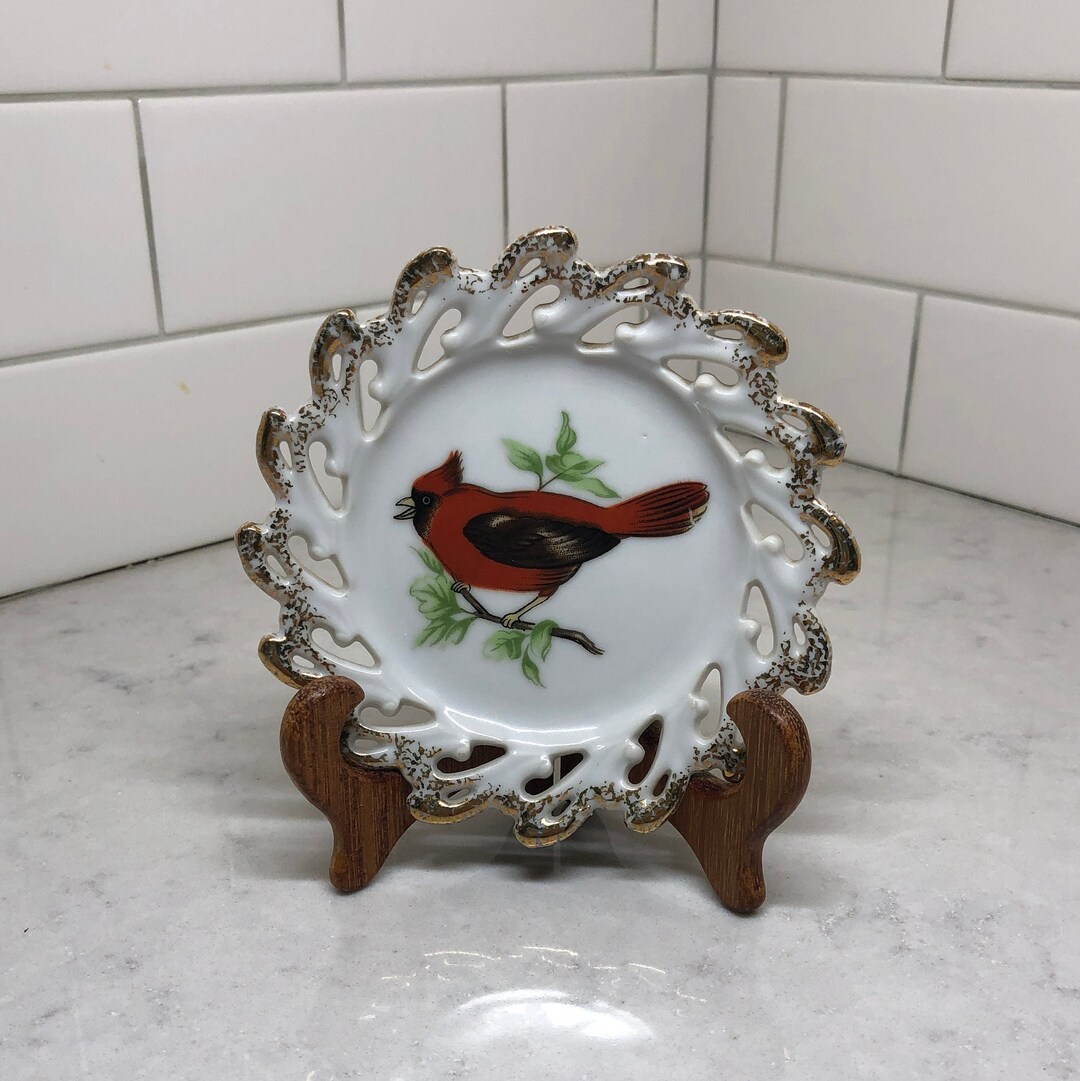 Cut-out Cardinal Plate Mini Cut-out Plate Vintage Cardinal Plate ...
