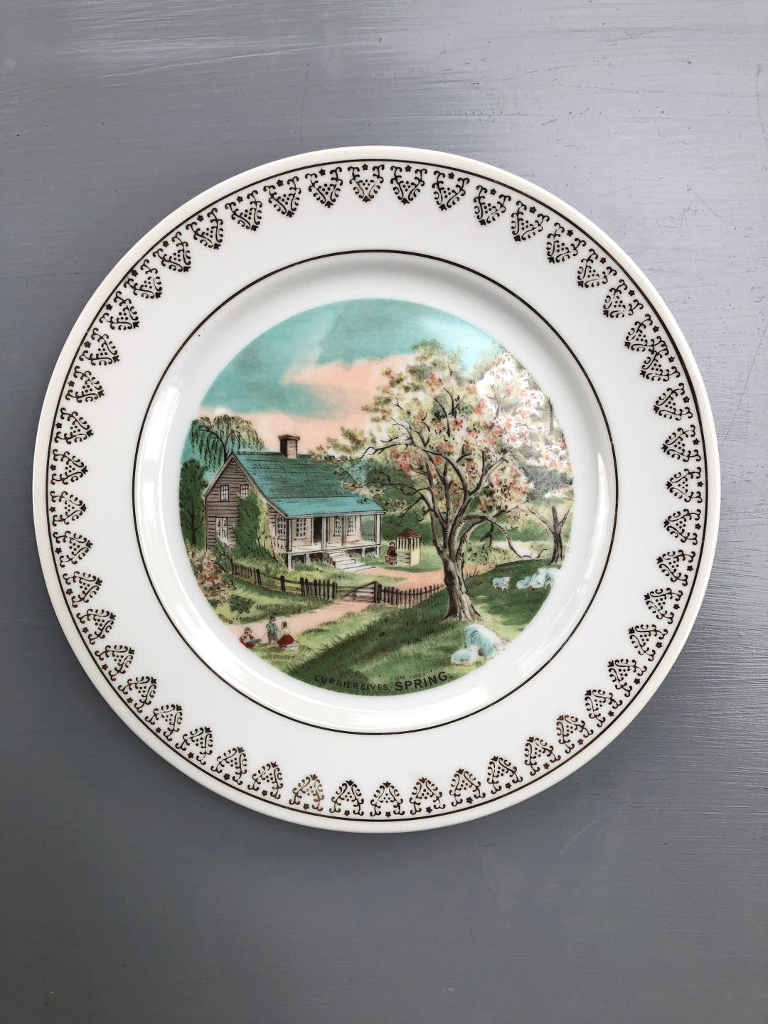 Vintage Currier and Ives Spring Plate – Seasons Collectible, Made in ...