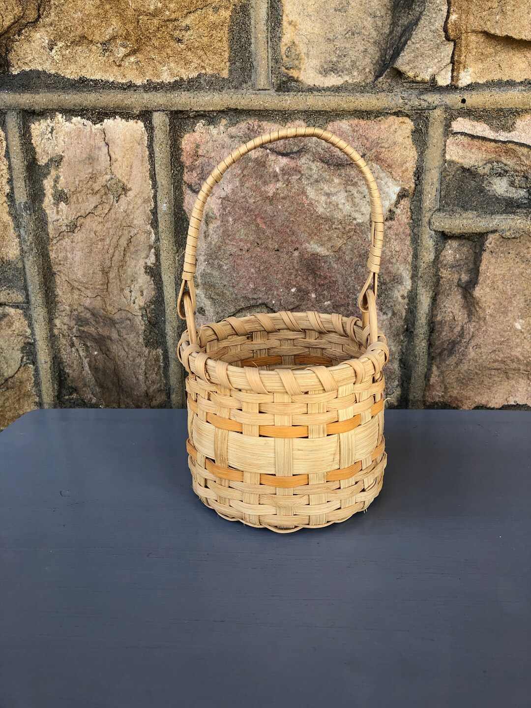 Handmade Wood Splint Basket Vintage Handmade Basket Small Easter Basket ...