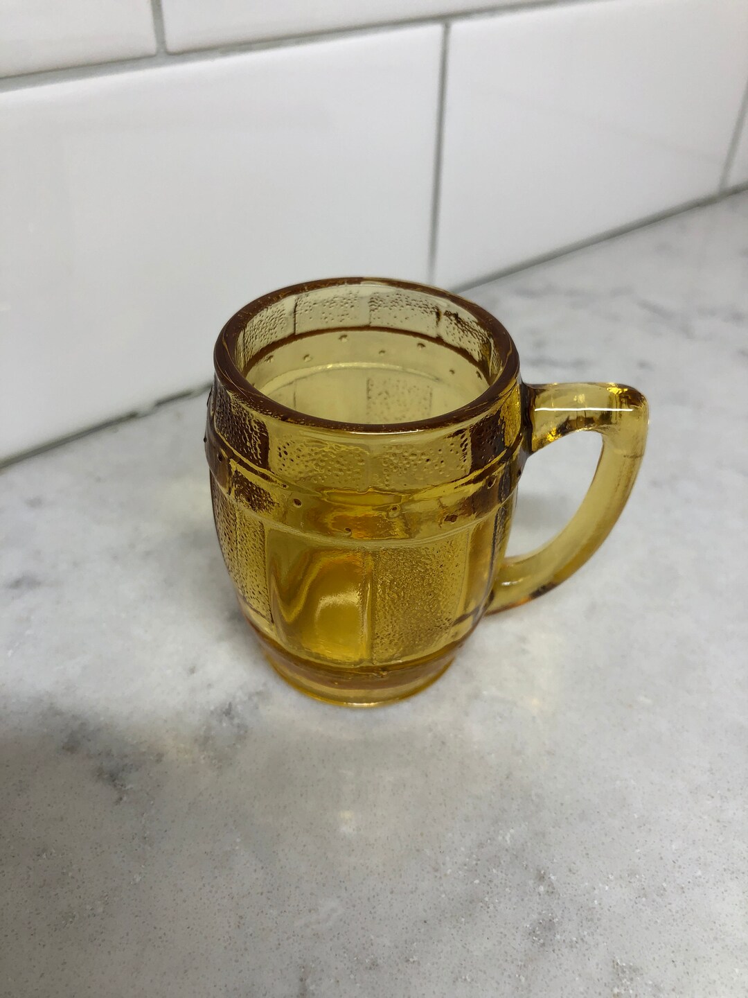 Beer Mug Shot Glass - Double Shot Glass - Vintage Amber Glass Shot ...