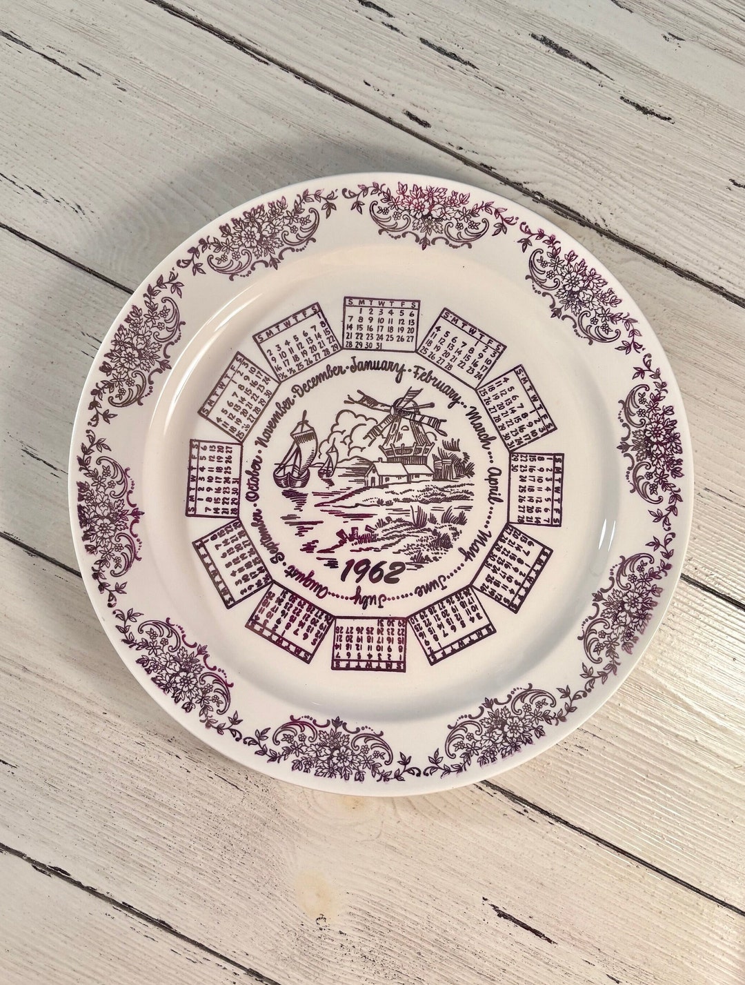 1962 Calendar Plate - Vintage Calendar Plate - Taylor Smith Taylor ...