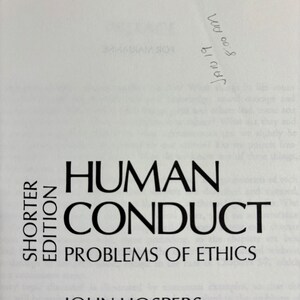Human Conduct, Problems of Ethics - John Hospers - Vintage Book ...