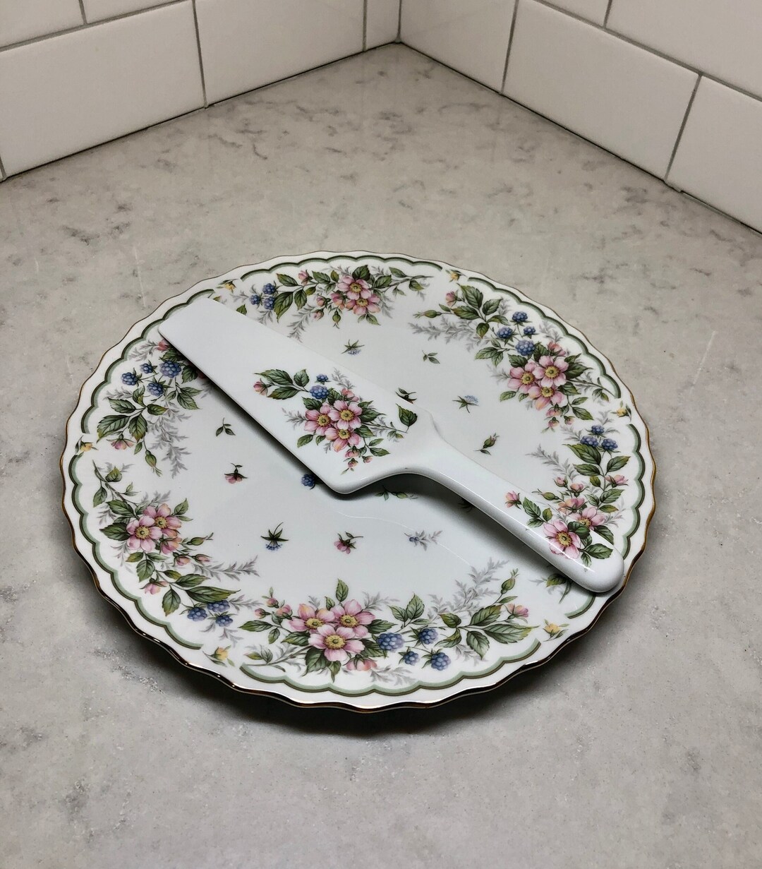 Vintage Andrea by Sadek Cake Plate and Serving Spatula Andrea by Sadek ...