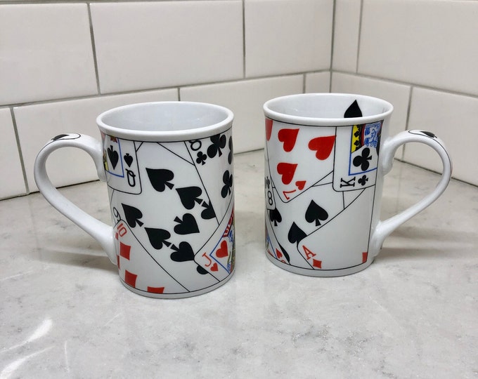 Playing Card Mugs - Vintage Mugs - Deck of Card Mugs - Suits of Cards ...