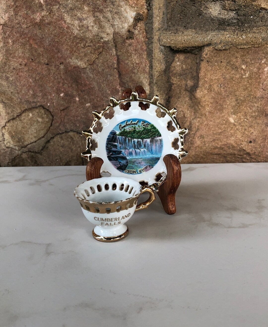 Cumberland Falls Miniature Teacup and Saucer - Vintage Souvenir Cup and ...