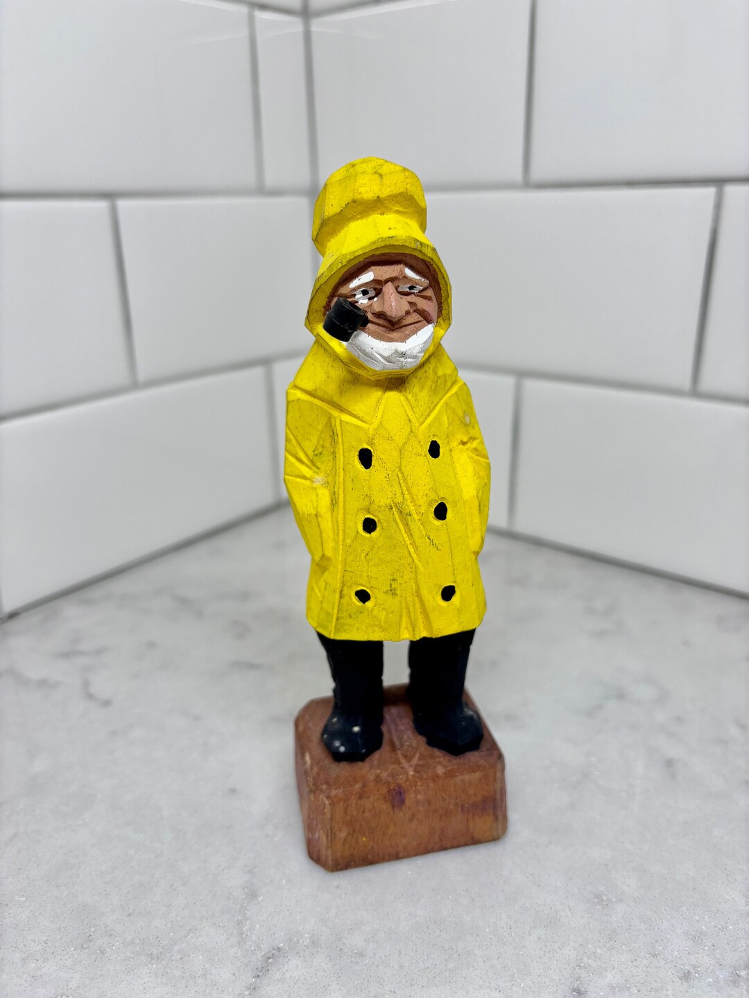 Vintage Hand Carved Wooden Sailor Statue Carved Mariner Statue ...