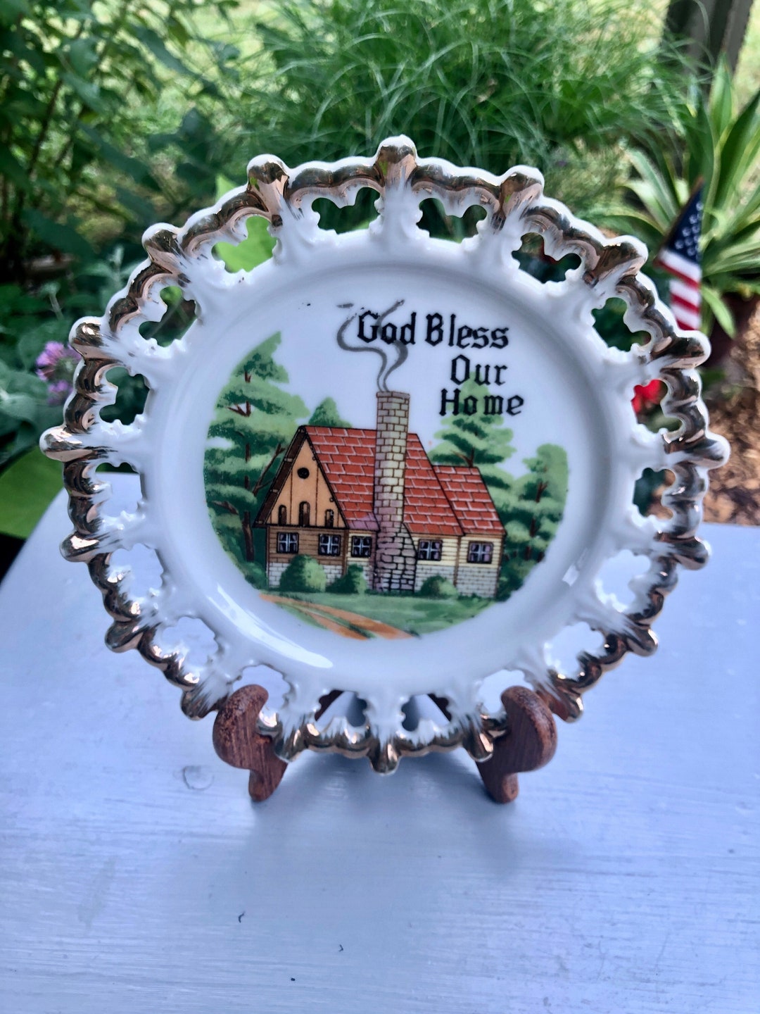 Vintage god Bless Our Home Plate Vintage Plate Cut-out Plate vintage ...