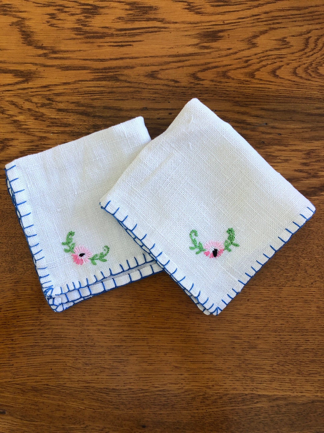 Embroidered Linen Napkins - Vintage Napkins - Linen Napkins - Vintage ...