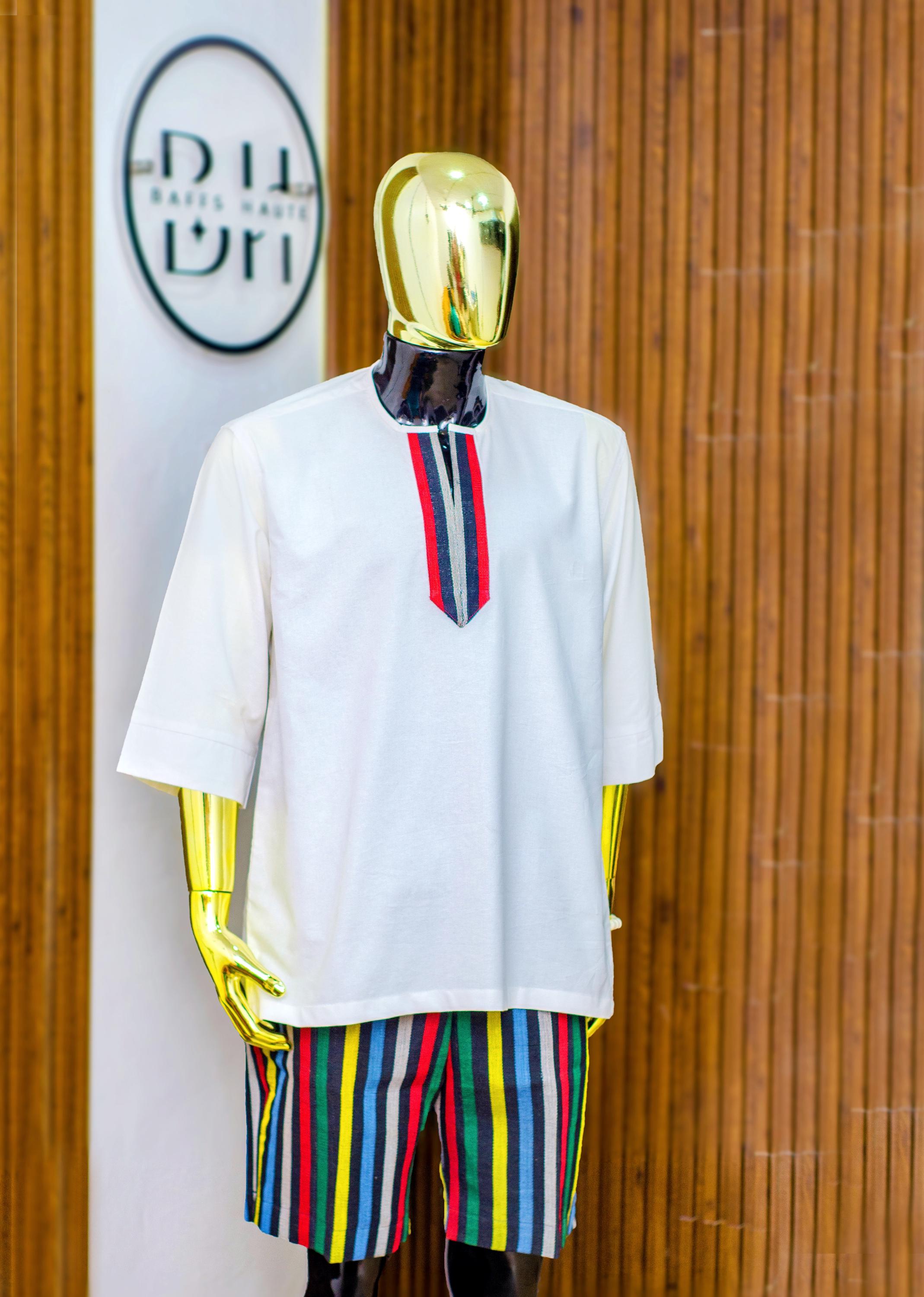Men's White African Shirt, Kente Trim, Traditional Long Sleeve - Etsy