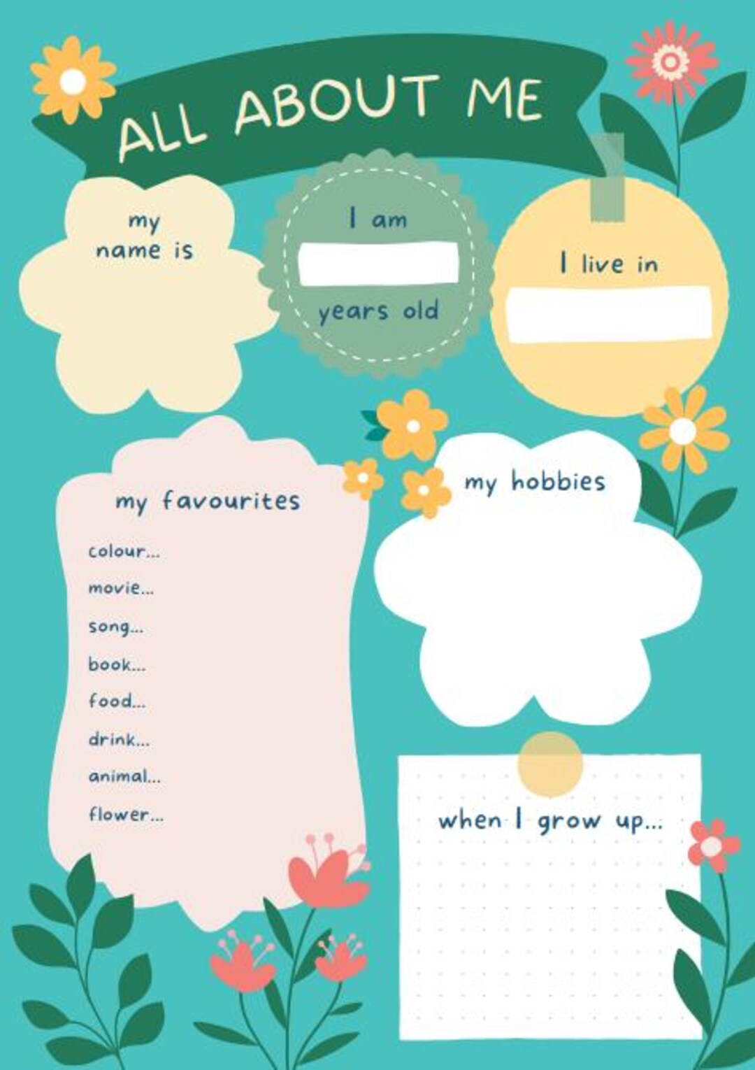 All About Me Activity Sheet Printable PDF for Kids Fun and Creative ...