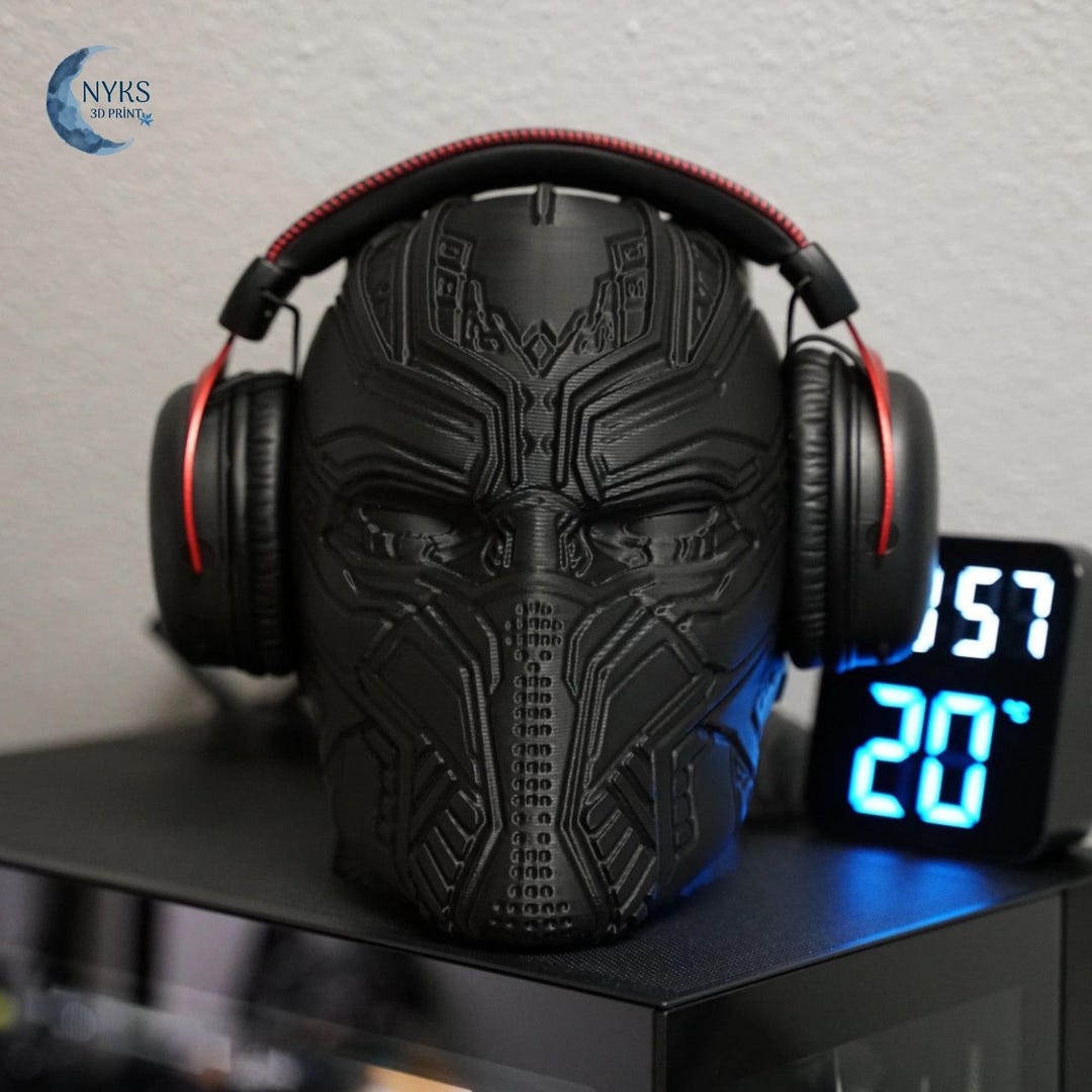Black Panther Inspired Headphone Stand, 3D Printed Earbud Holder ...