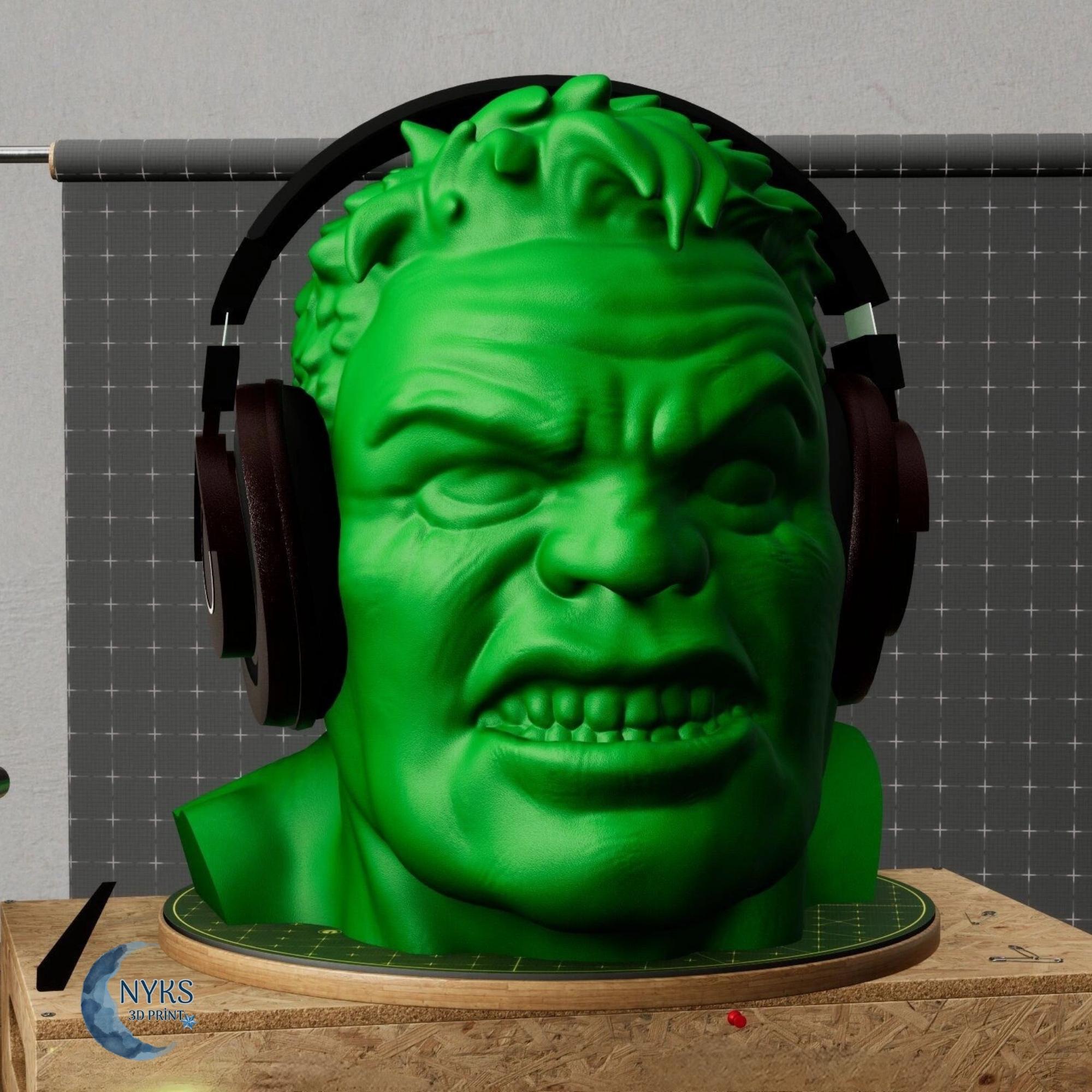 Hulk Inspired Headset Holder, 3D Printed Earbud Stand, Green Giant Man ...