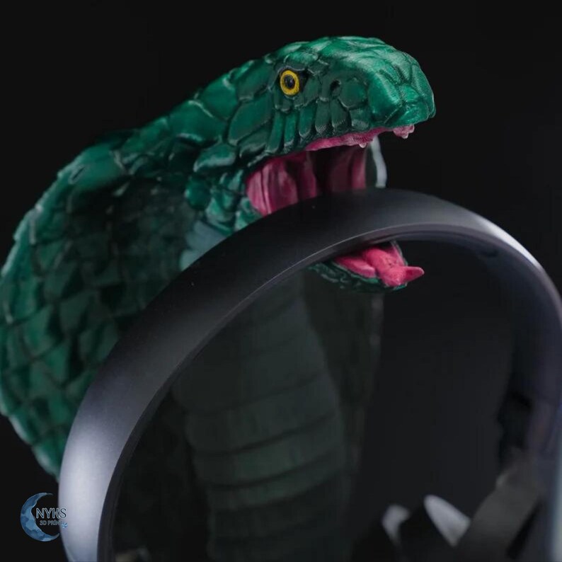3D Printed King Cobra Headphone Stand, Snake Earbud Holder, Room ...