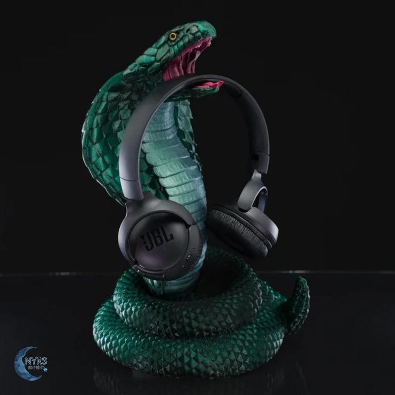 3D Printed King Cobra Headphone Stand, Snake Earbud Holder, Room ...