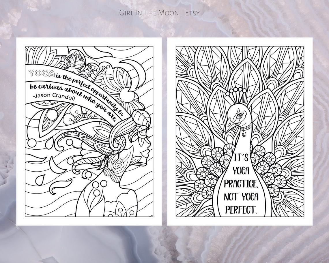 Printable Yoga Inspiration Coloring Pages PDF Instant - Etsy