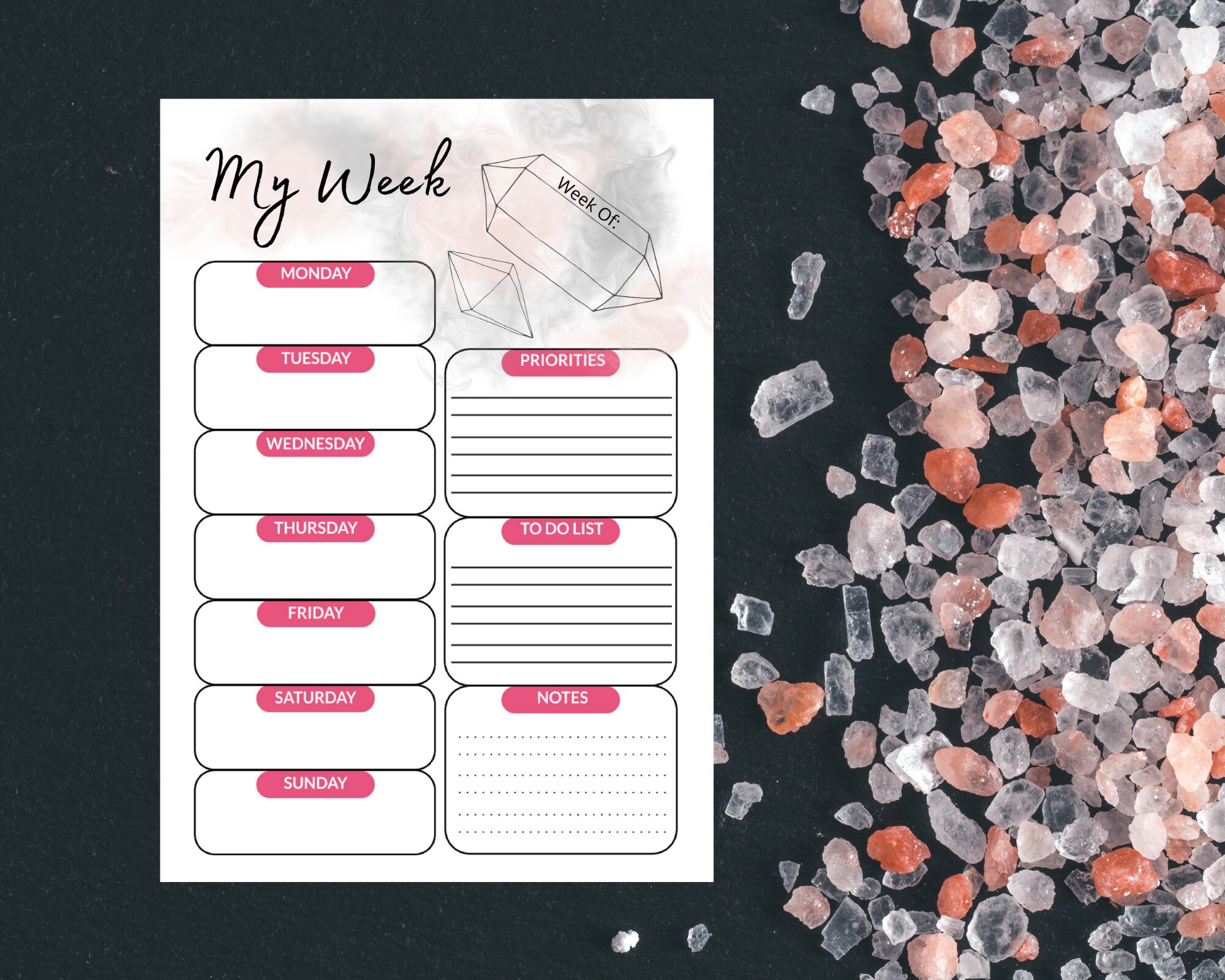 My Week Crystal Journal Planner Pagina Instant PDF PNG - Etsy Nederland