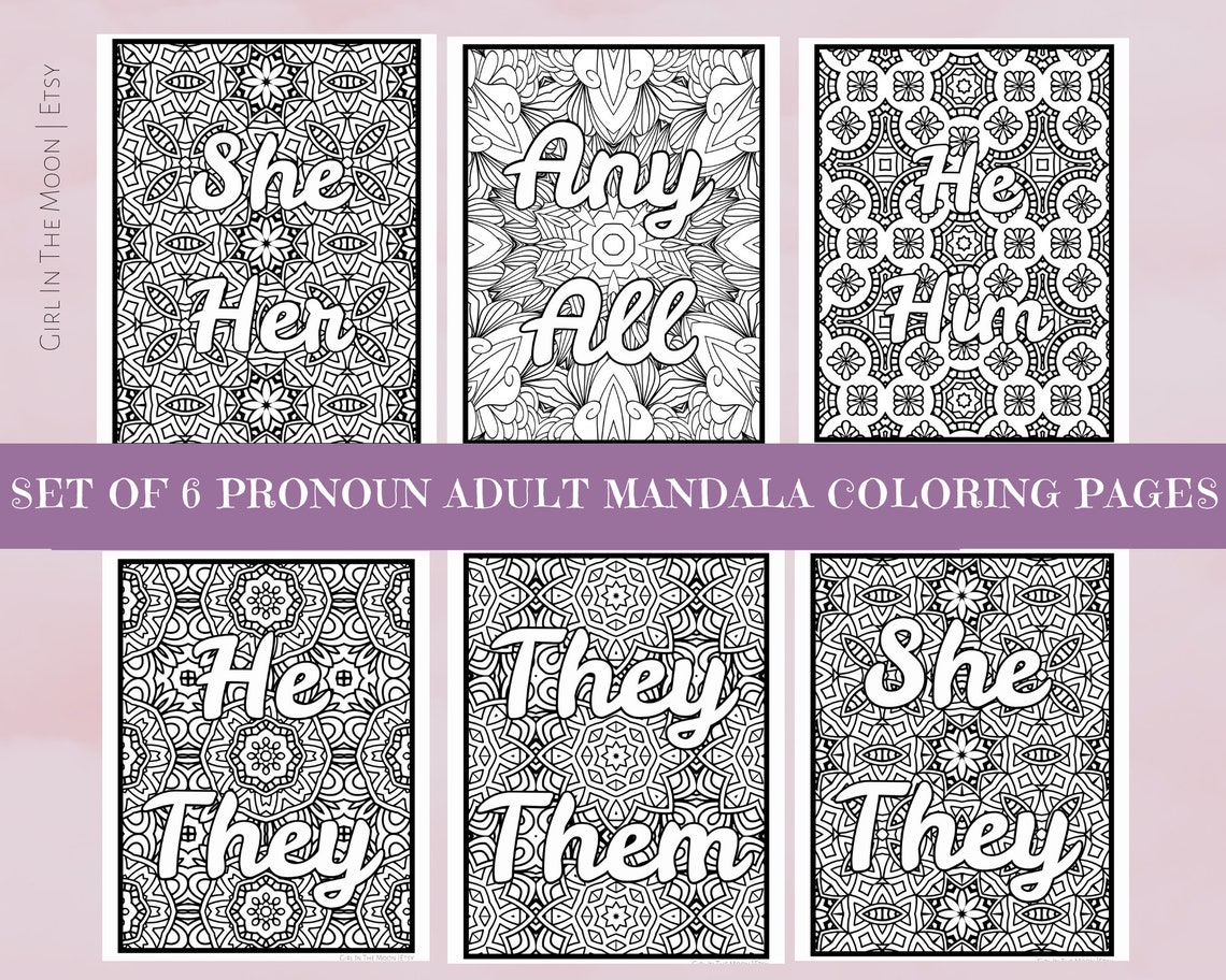 Printable Pronoun LGBTQ Coloring Pages Pride Month PDF - Etsy