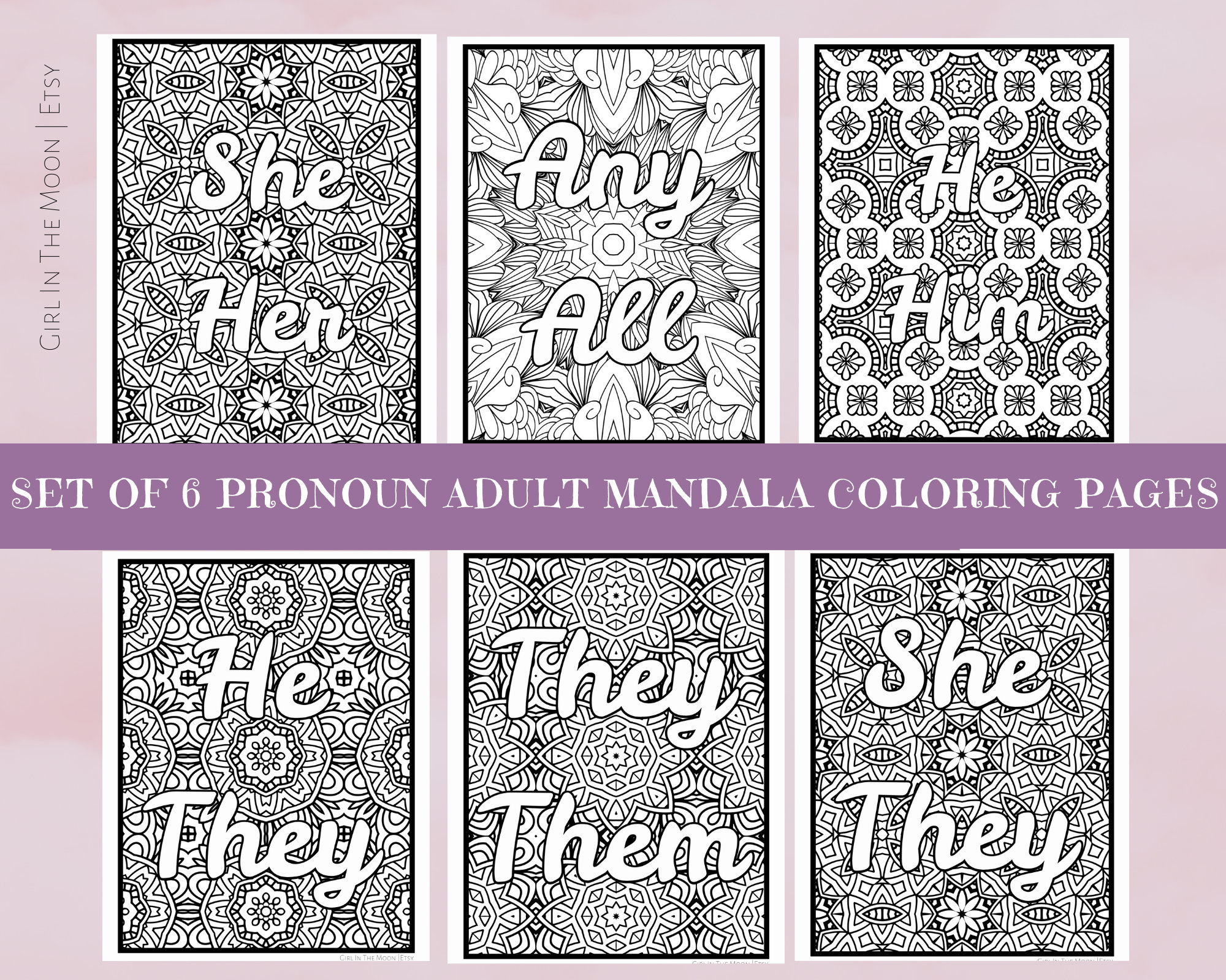 Printable Pronoun LGBTQ Coloring Pages Pride Month PDF Instant Digital ...