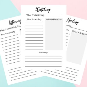 Language Study Printable Planner Pages - Instant PDF Download - Foreign ...