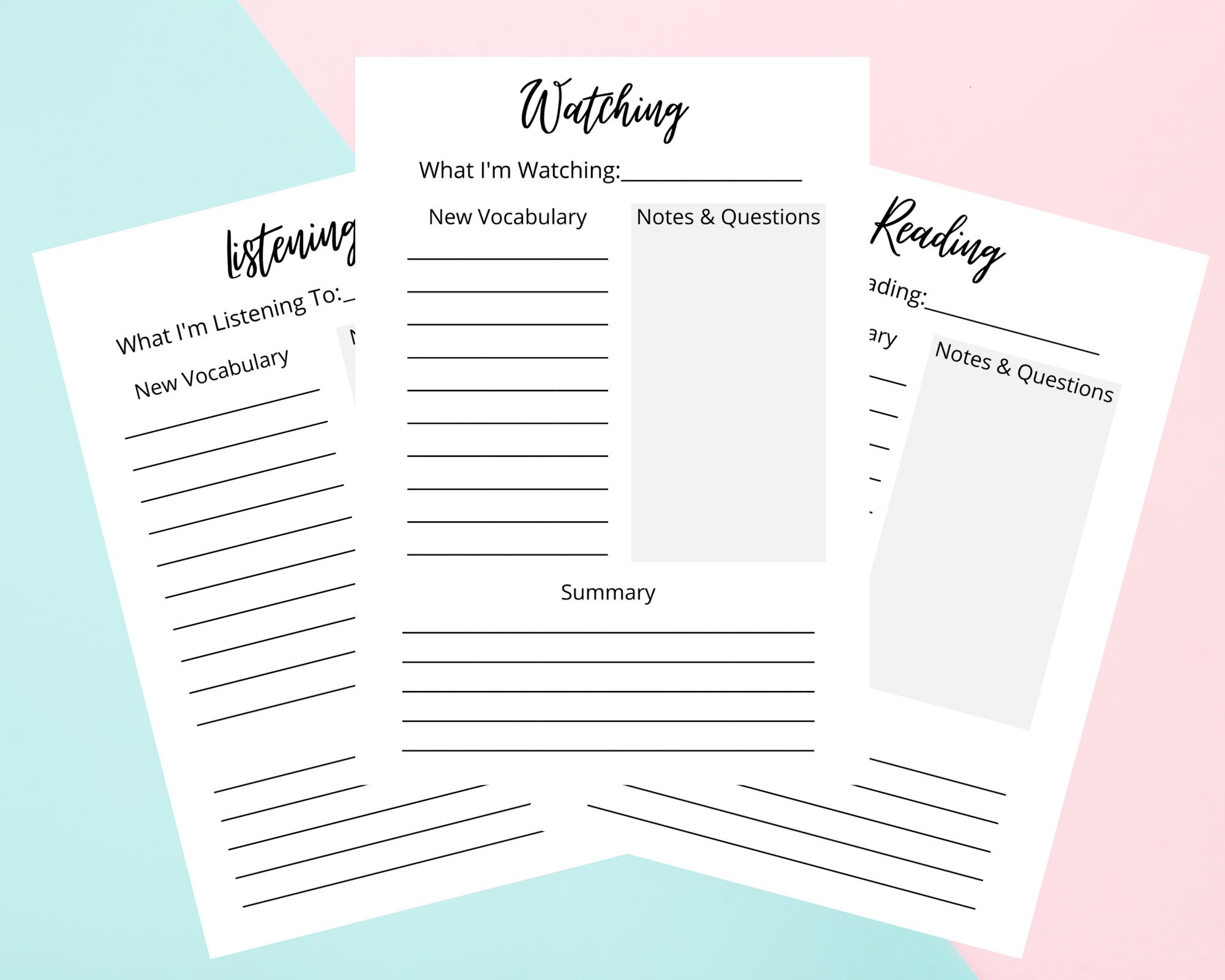 Language Study Printable Planner Pages - Instant PDF Download - Foreign ...