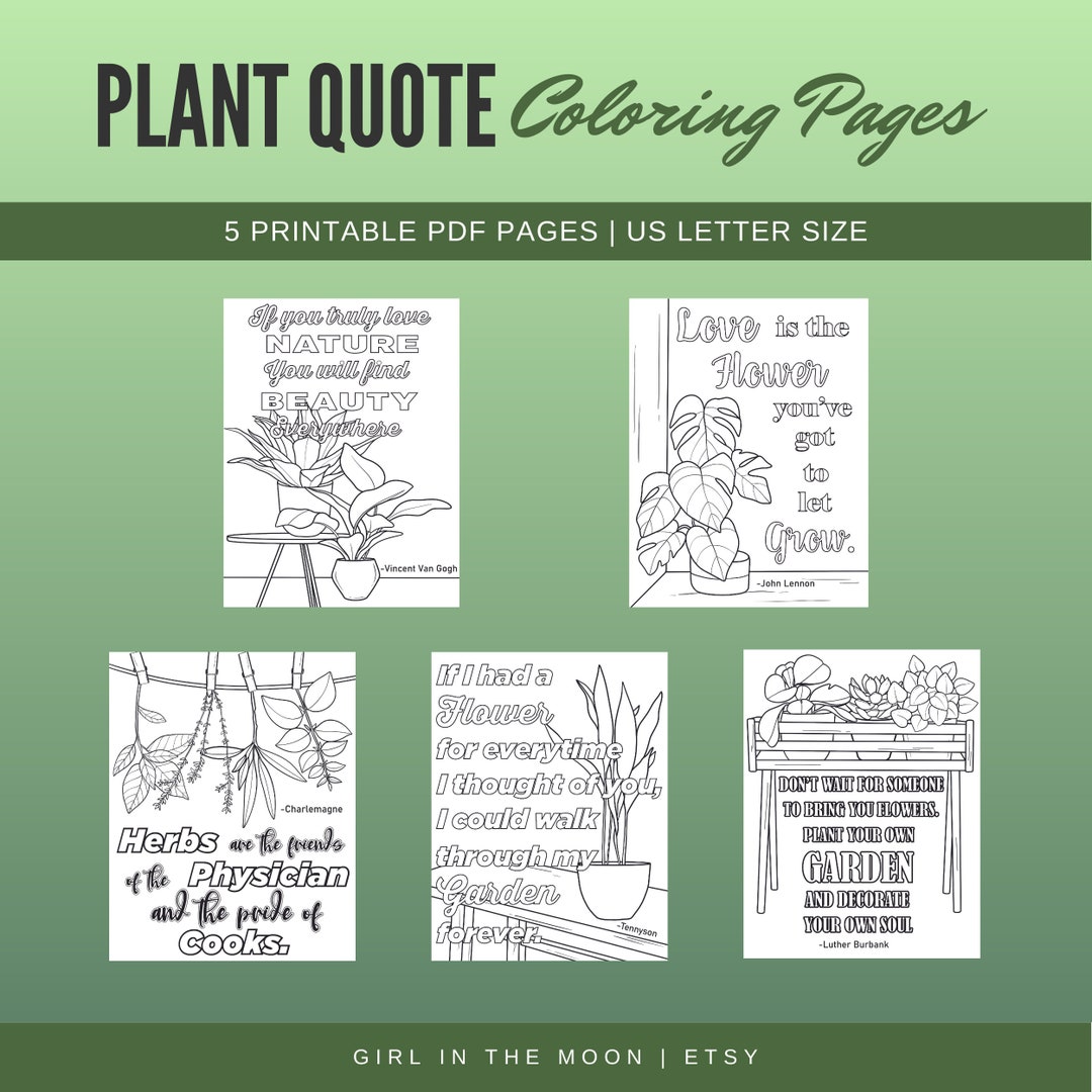Printable Adult Plant & Garden Quote Coloring Pages - PDF Instant ...