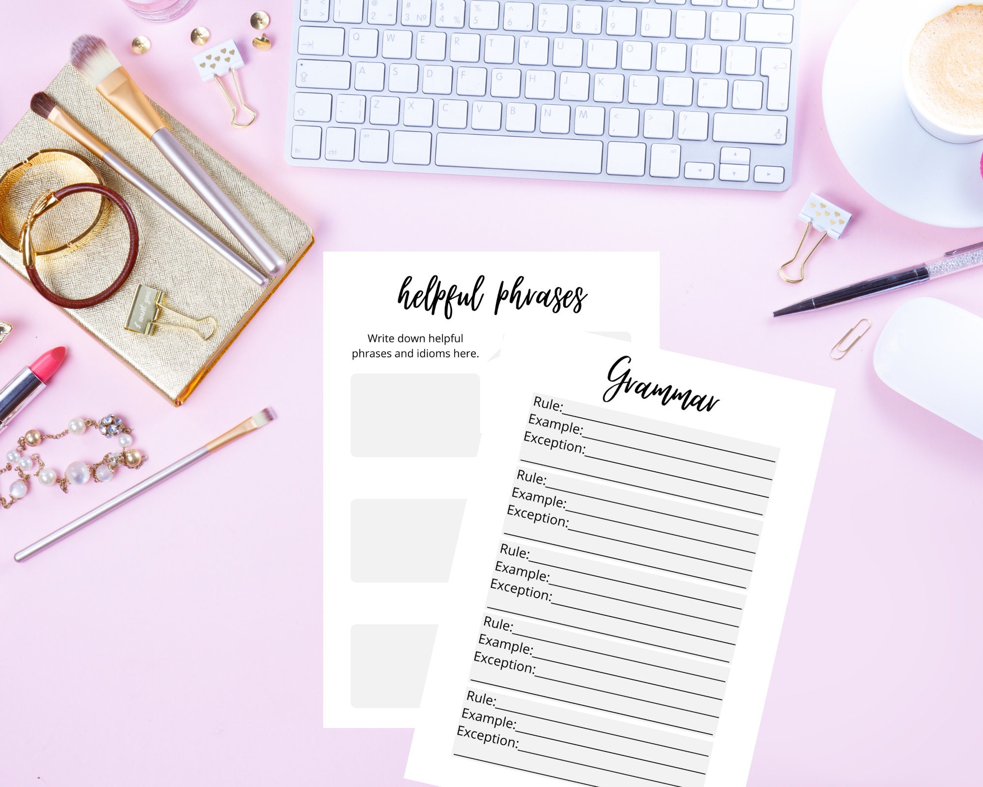 Language Study Printable Planner Pages - Instant PDF Download - Foreign ...