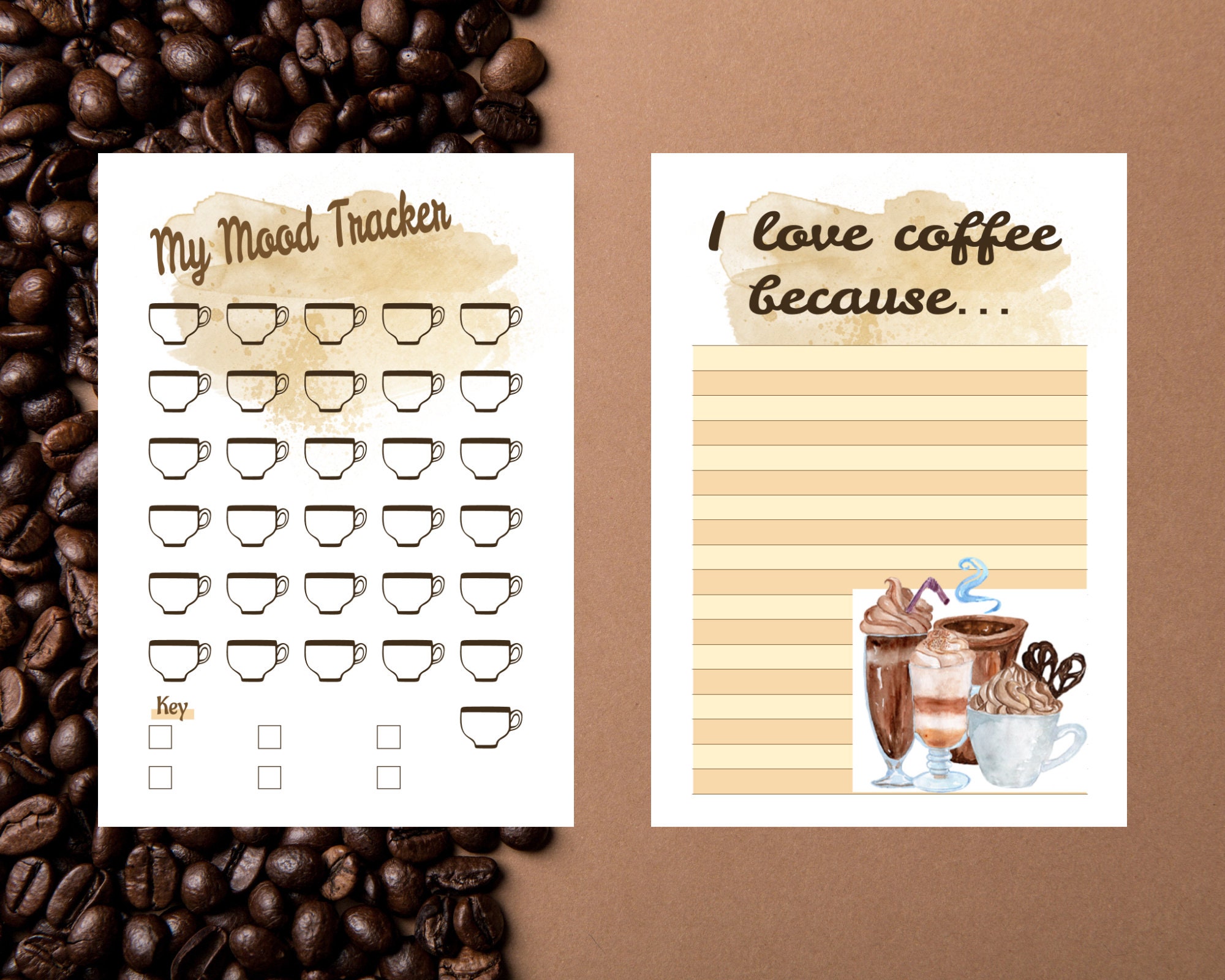 Printable Coffee Lovers Journal Kit - A4 and 6x9 Page Size- PDF Instant ...