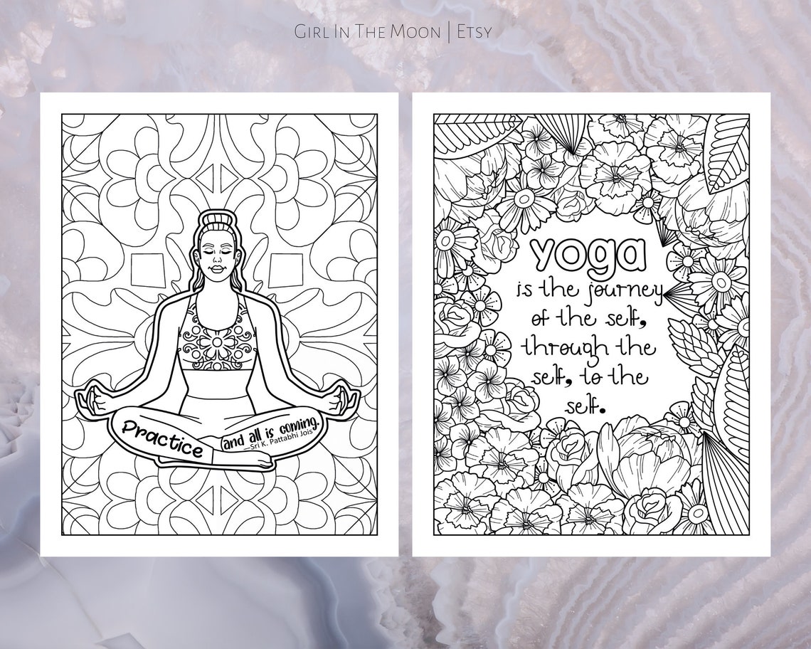 Printable Yoga Inspiration Coloring Pages PDF Instant - Etsy