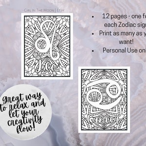 Printable Zodiac Symbol Coloring Pages - Horoscope Coloring - PDF ...