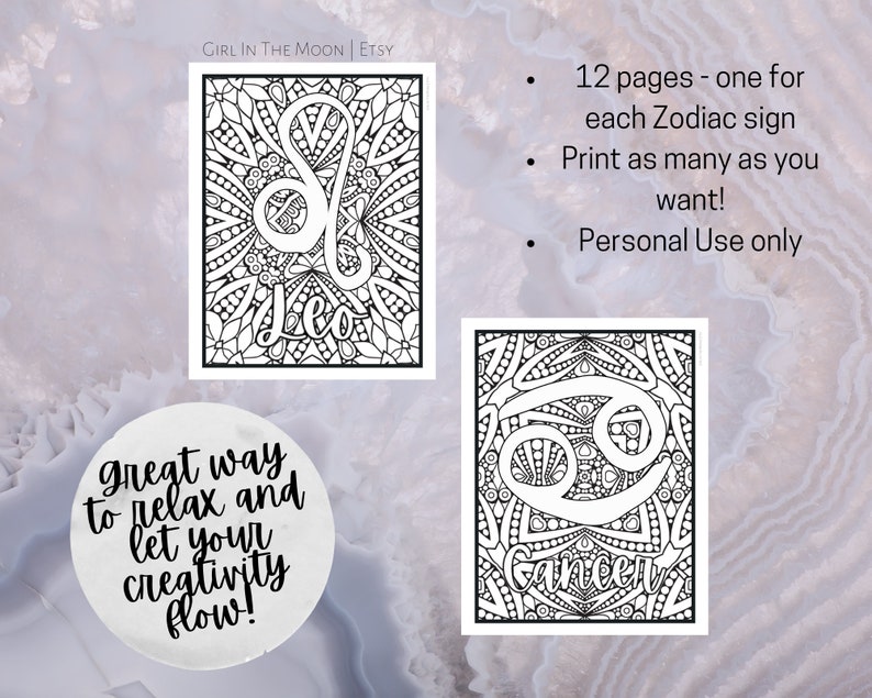 Printable Zodiac Symbol Coloring Pages - Horoscope Coloring - PDF ...