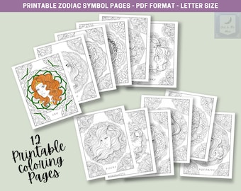 Printable Zodiac Symbol Coloring Pages - Horoscope Coloring - PDF ...